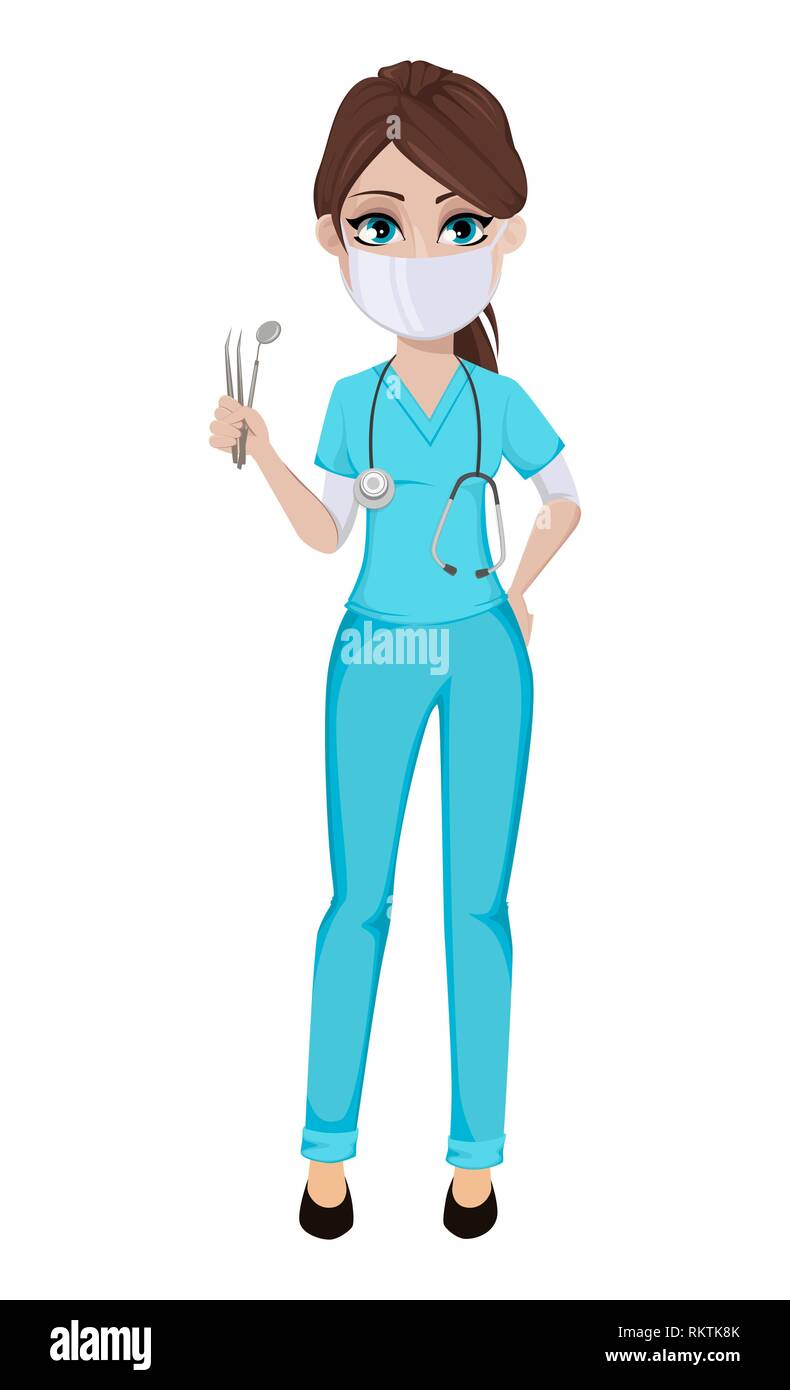 Dentist woman holding tools. Medicine, healthcare concept. Beautiful ...