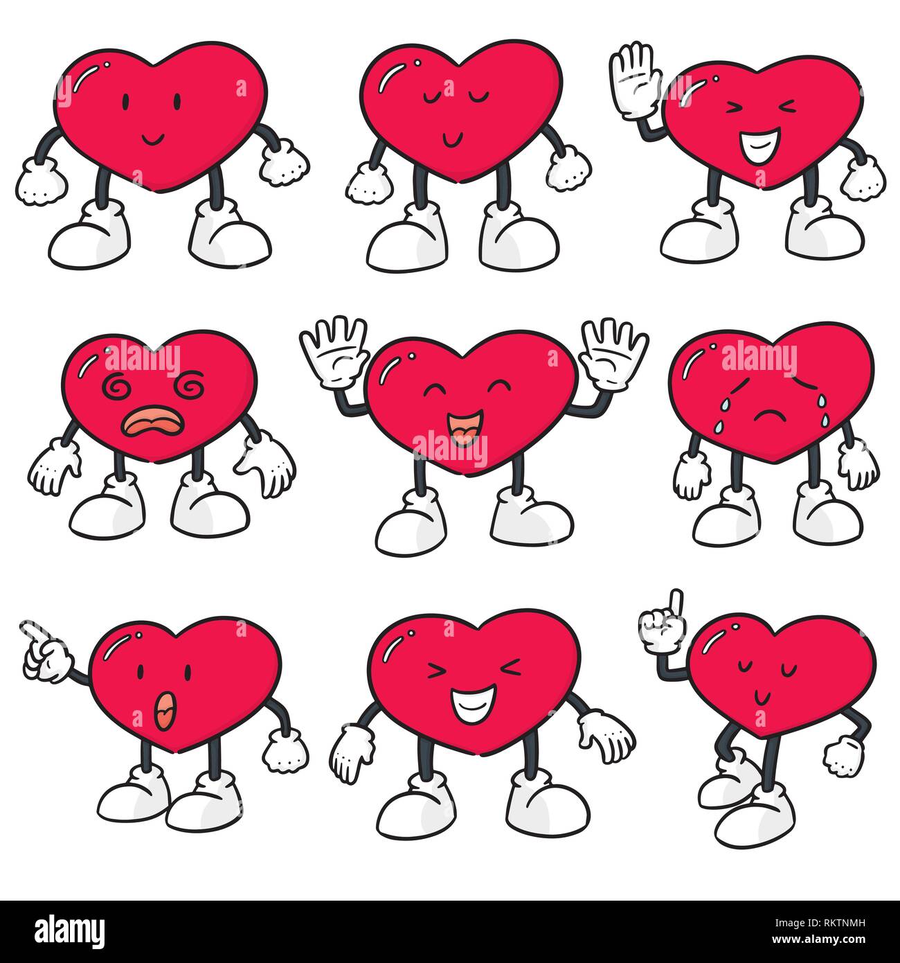 vector set of heart cartoon Stock Vector Image & Art - Alamy