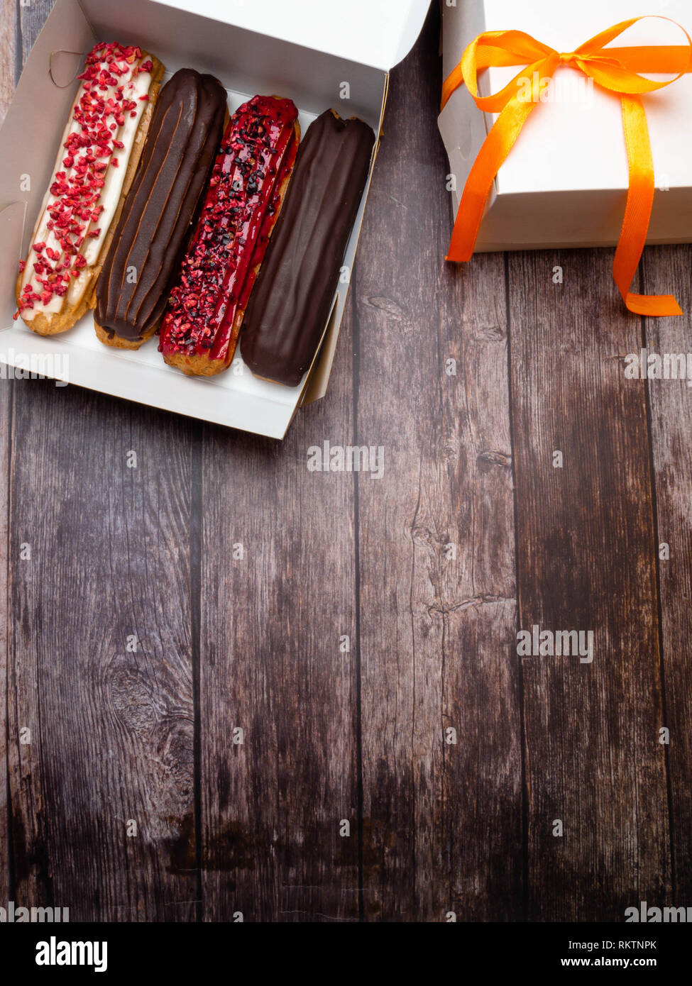 eclairs in a white box, delivery of eclairs, glazed eclairs, photos of ...