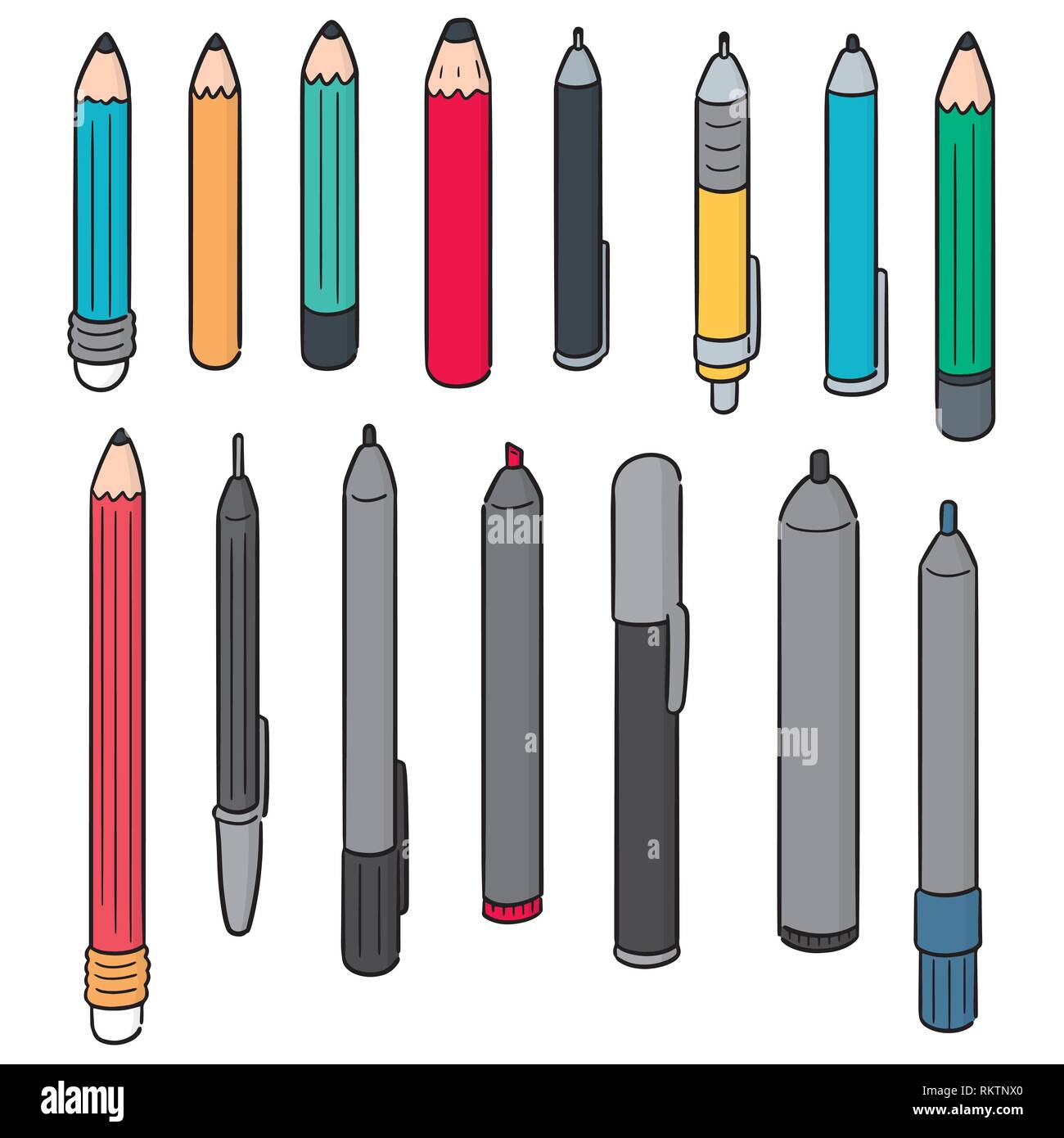vector set of pen and pencil Stock Vector Image & Art - Alamy