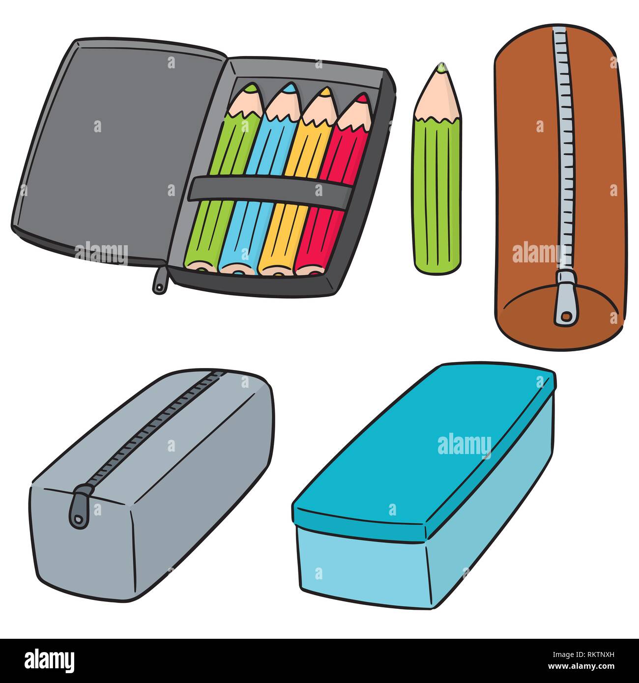 vector set of pencil case Stock Vector Image & Art - Alamy