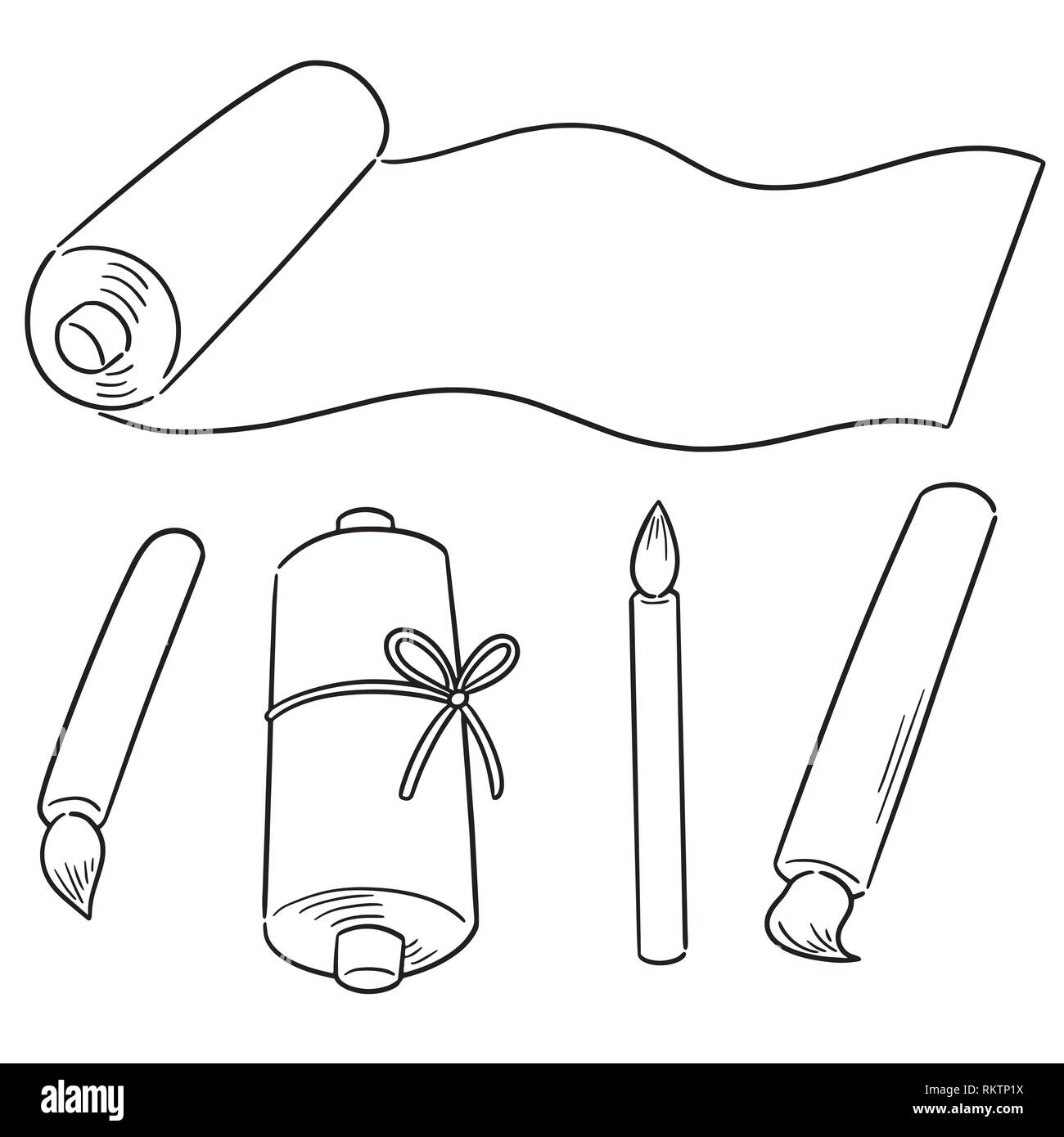 vector set of scroll and brush Stock Vector Image & Art - Alamy