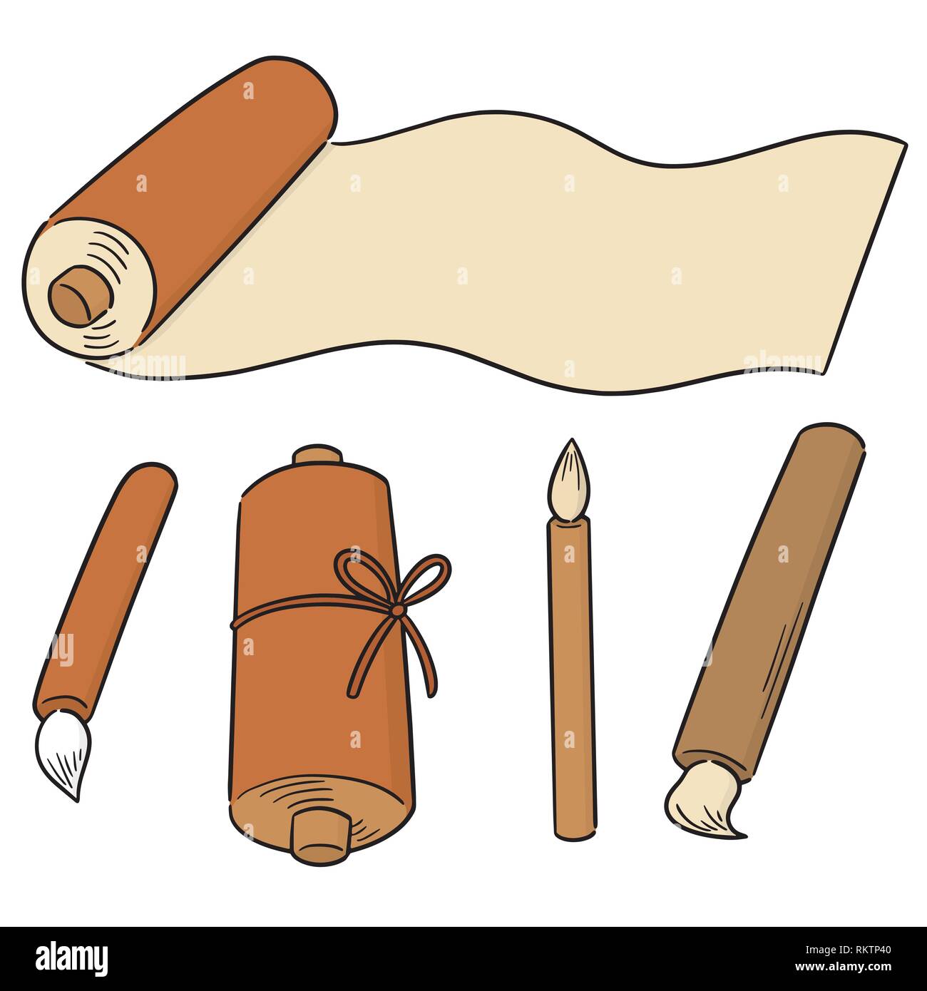 vector set of scroll and brush Stock Vector Image & Art - Alamy