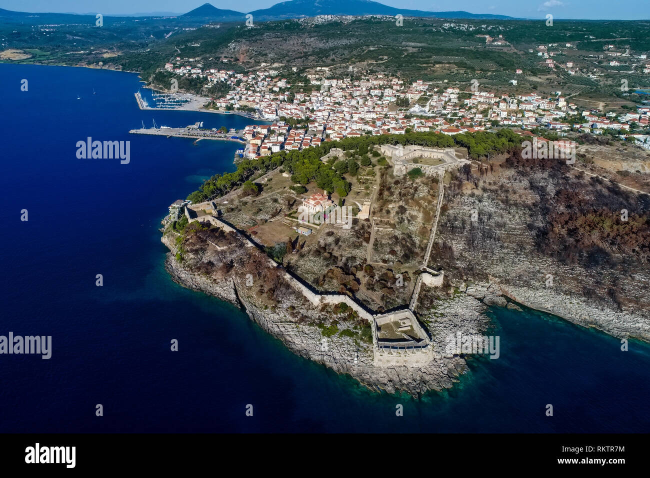 aerial view of Pylos historically also known under its Italian name ...