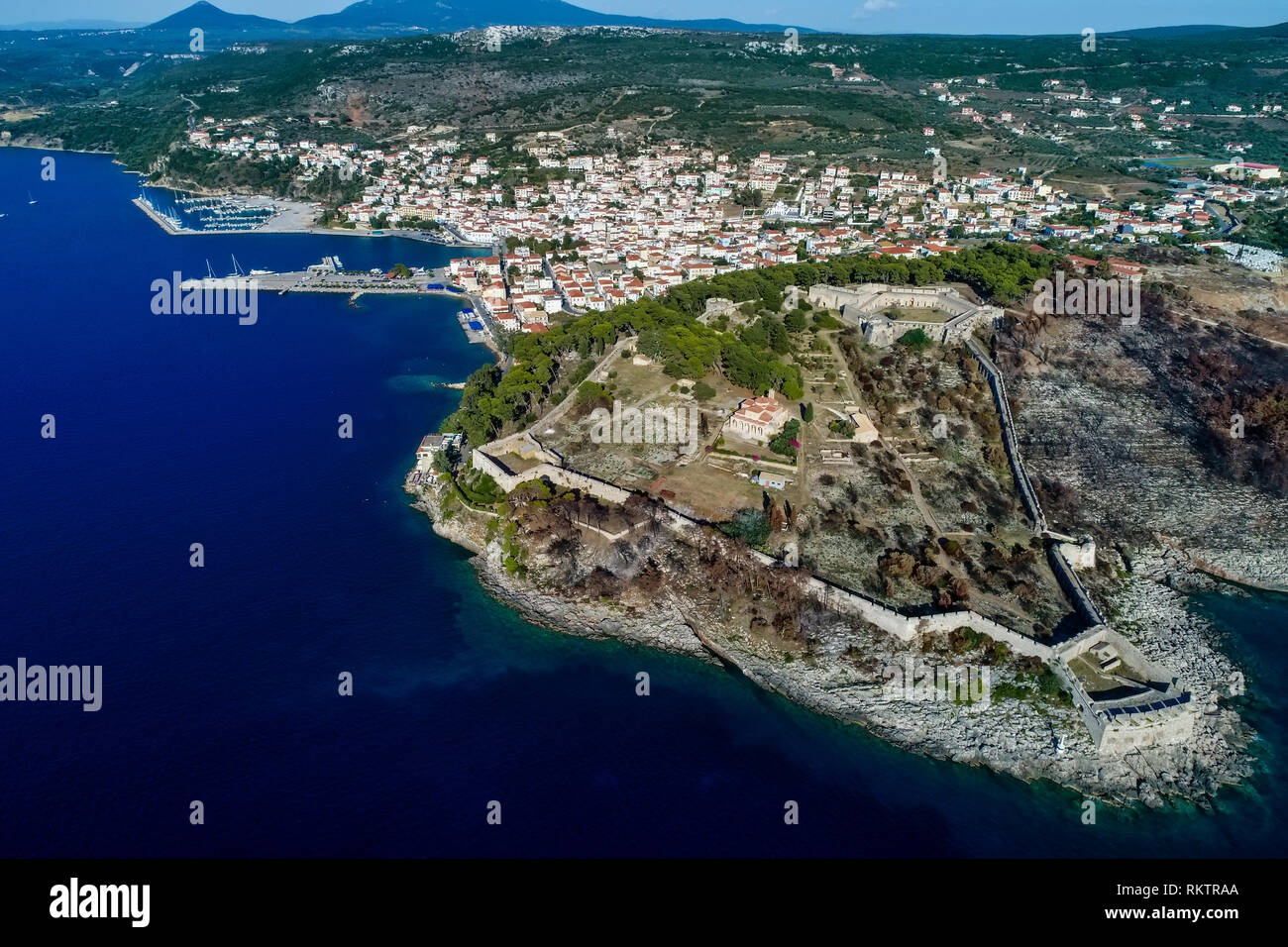 aerial view of Pylos historically also known under its Italian name ...