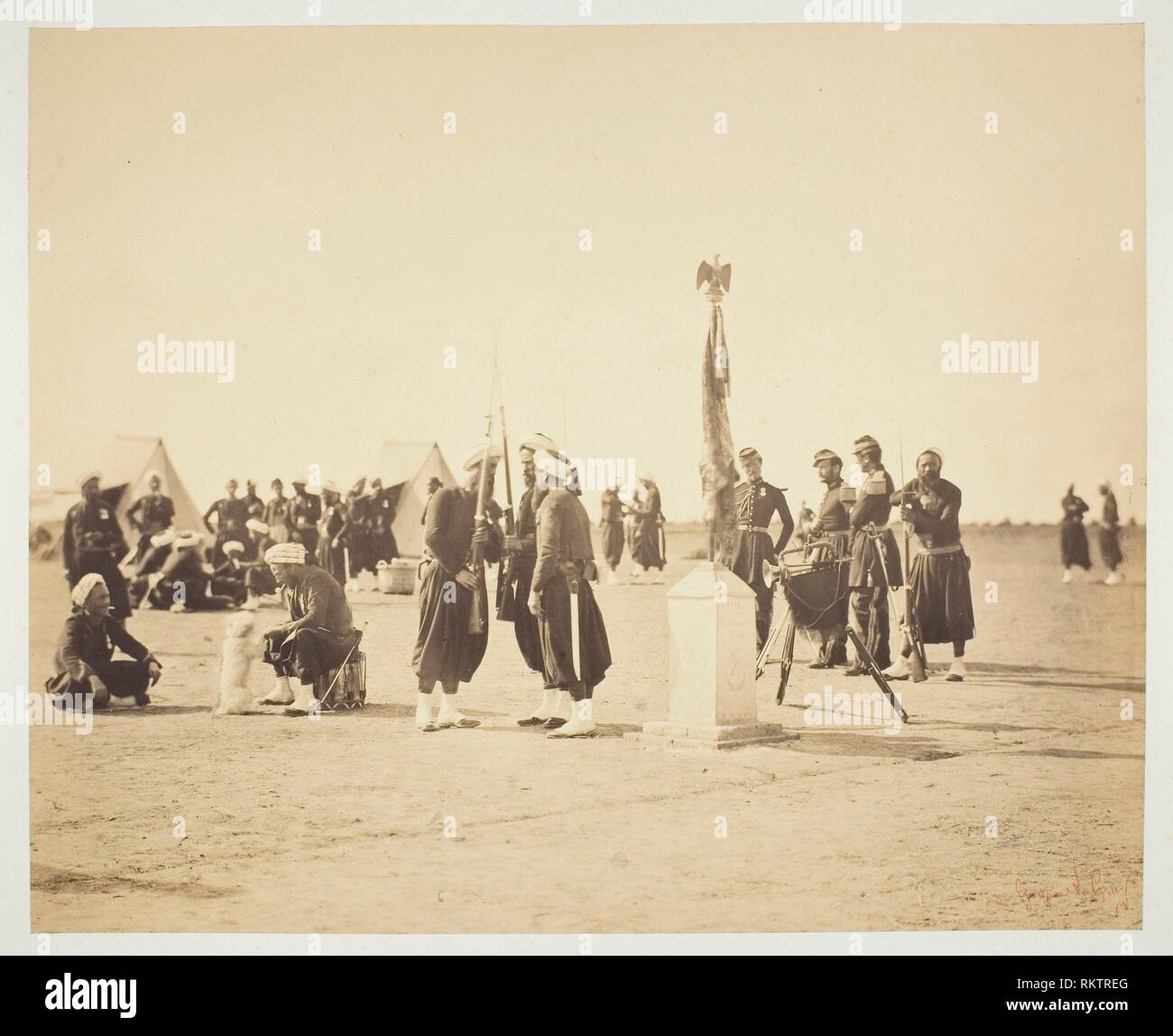 The Raised Flag of the Zouave Regiment, Camp de Châlons - 1857 ...