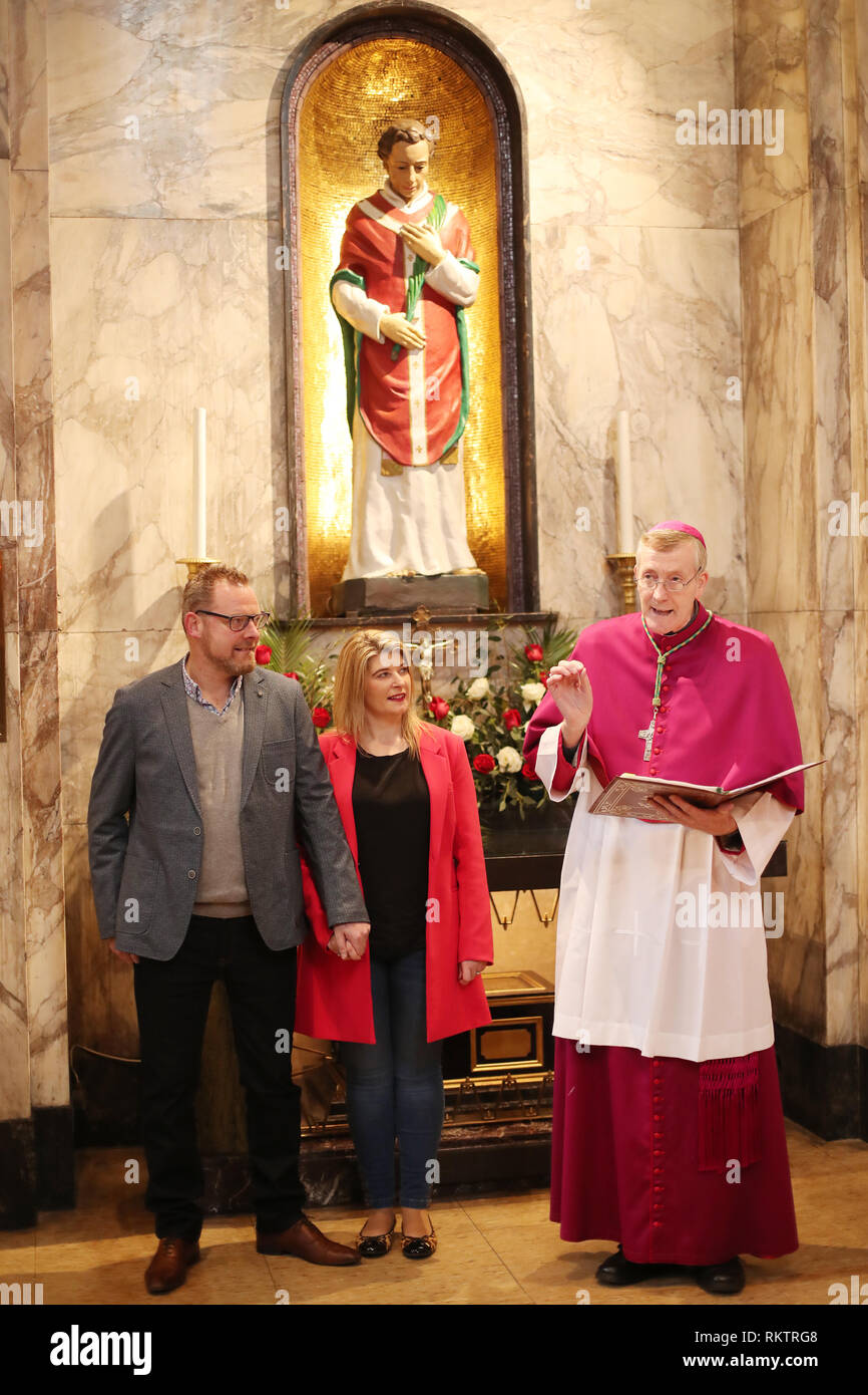 Newly engaged couple Killian Casey and Emer Duffy receive a blessing ...