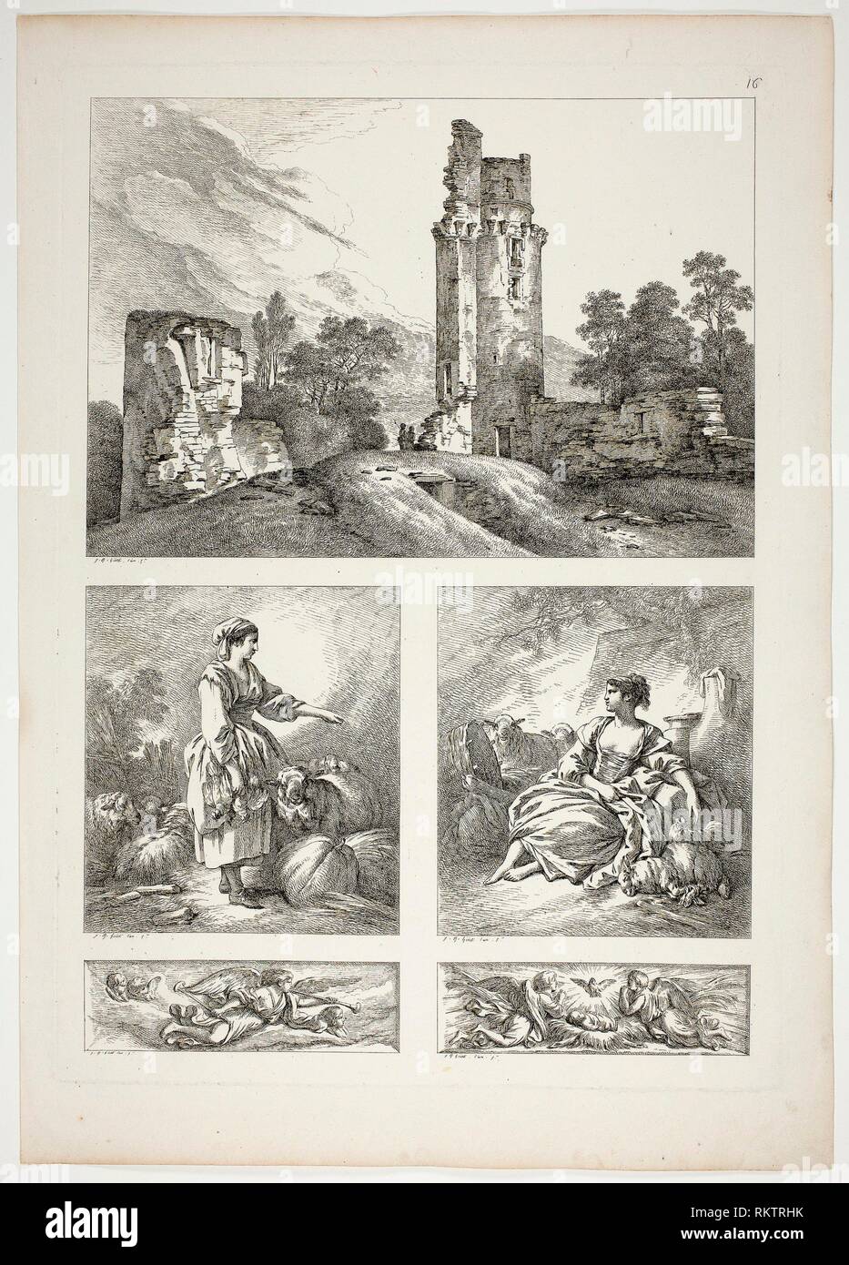 Plate Sixteen of 38 from Oeuvres de J. B. Huet - 1796–99 - Jean ...