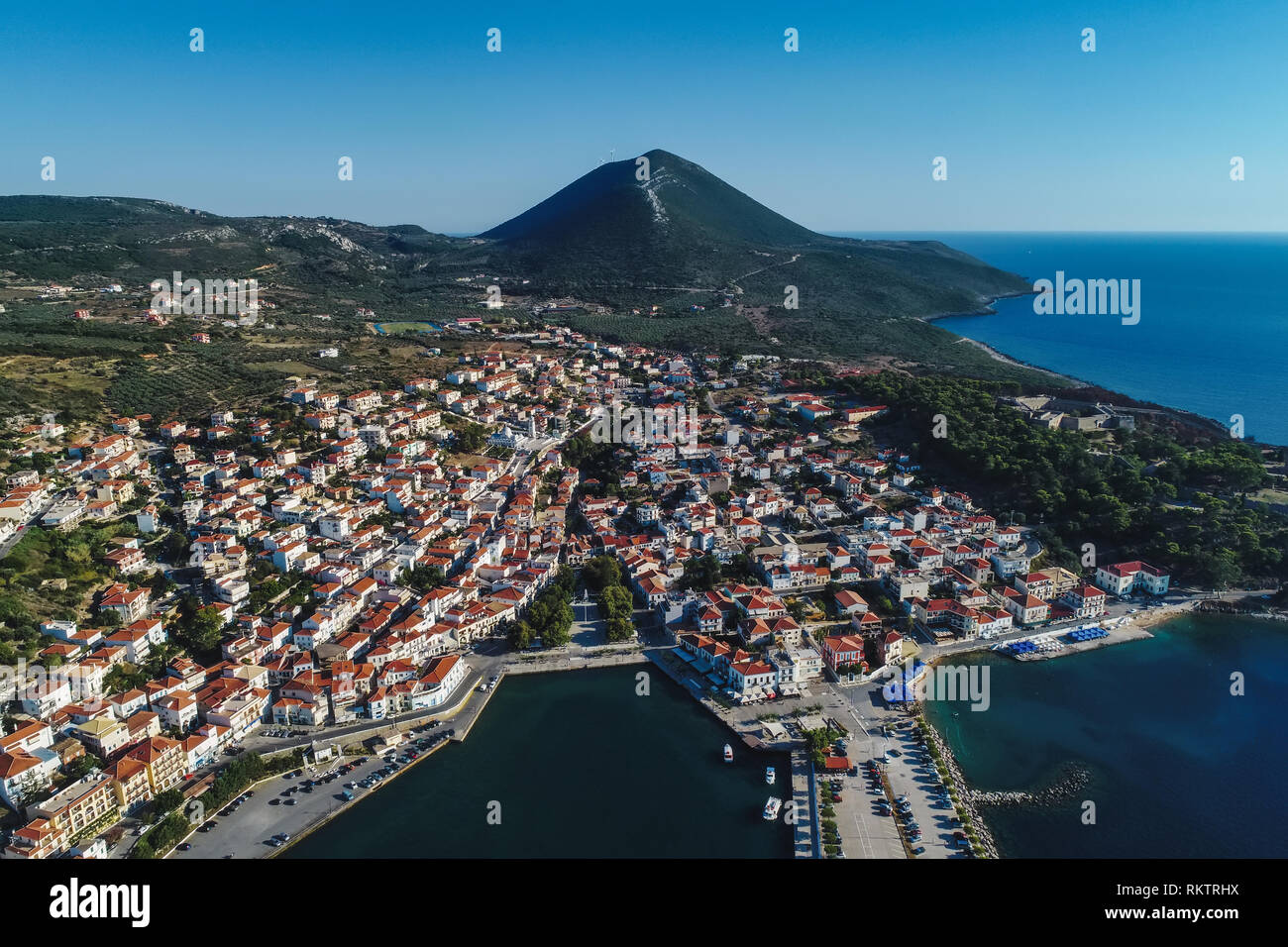 aerial view of Pylos historically also known under its Italian name ...