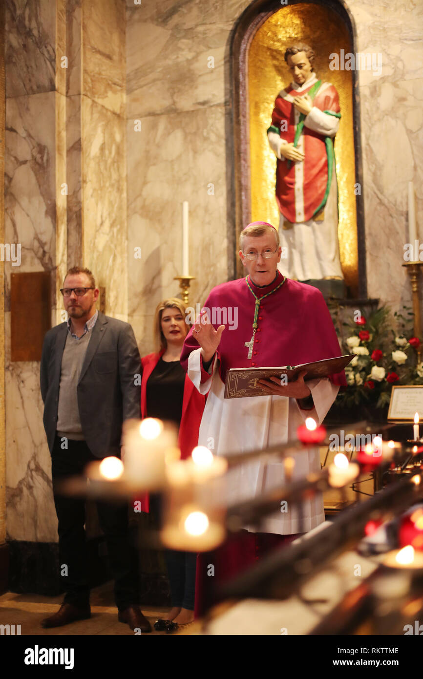 Newly engaged couple Killian Casey and Emer Duffy receive a blessing ...