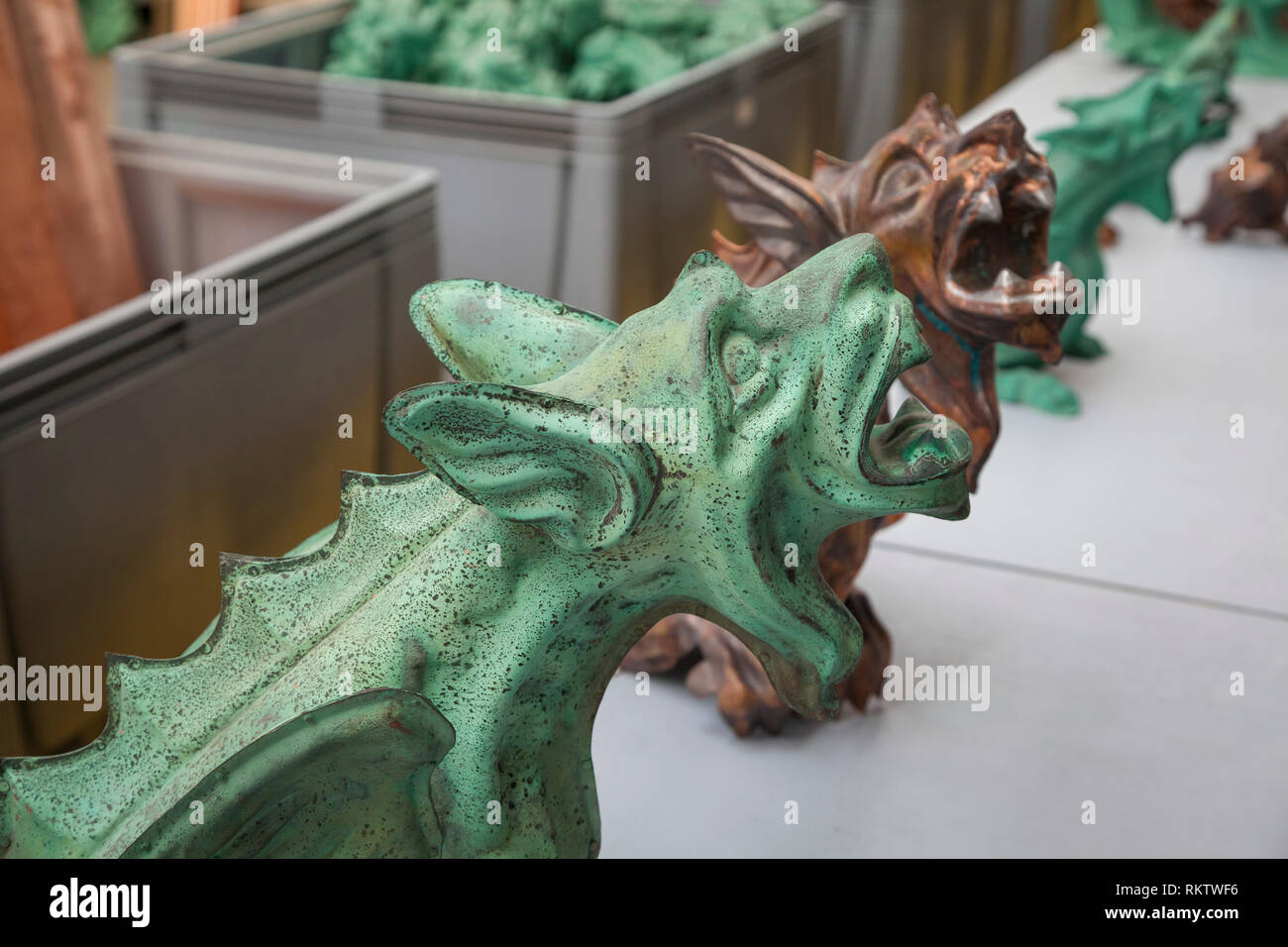 Replacement copper gargoyles for Rouen Cathedral made in a workshop ...