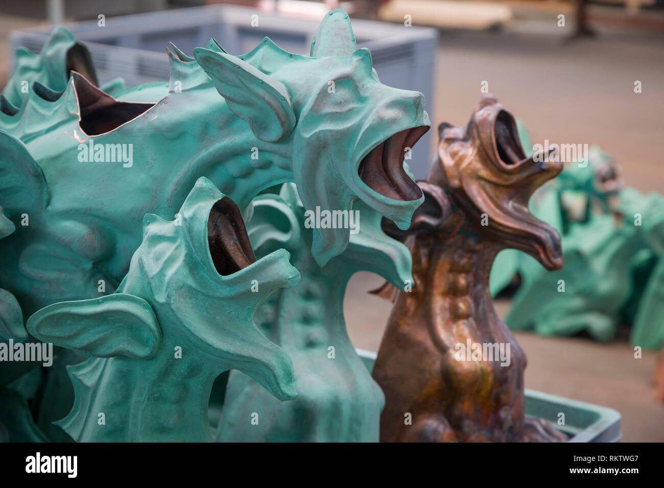 Replacement copper gargoyles for Rouen Cathedral made in a workshop ...