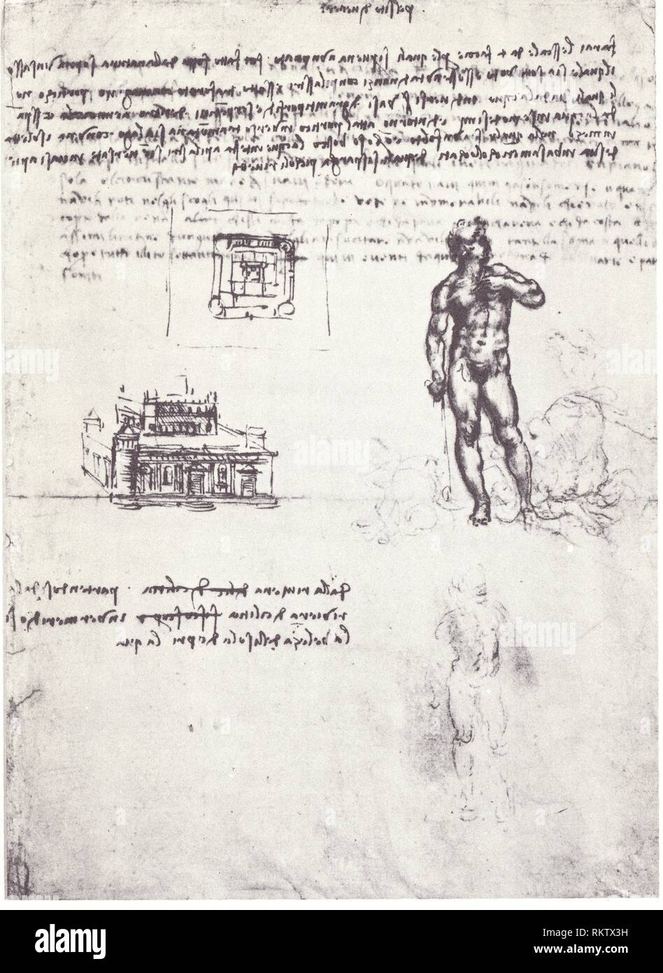 STUDY OF MICHELANGELO'S DAVID.LEONARDO DA VINCI Stock Photo - Alamy