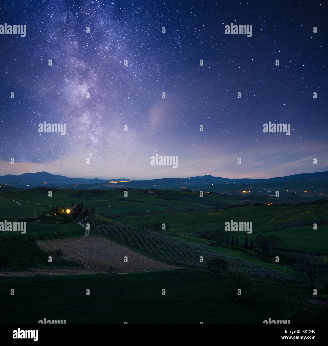 Tuscany, under a starry sky, and a beautiful Milky Way Stock Photo - Alamy
