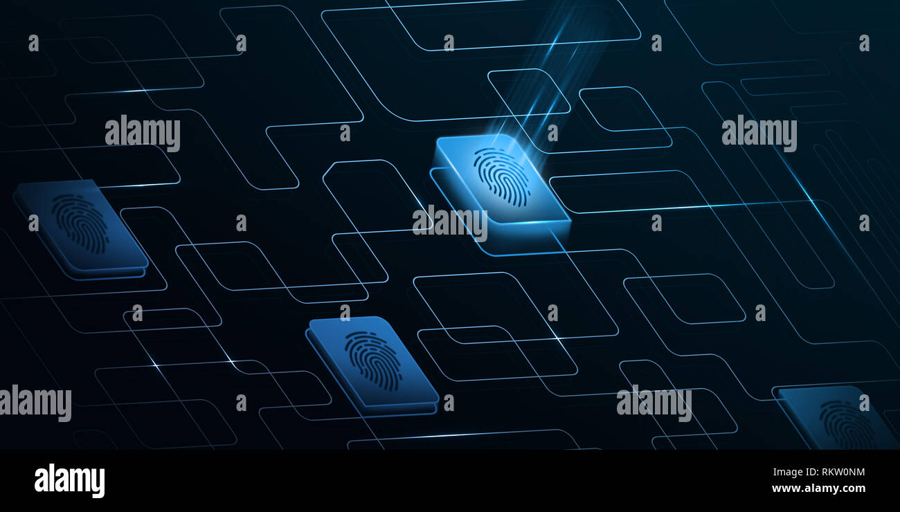 Blue color Biometric Verification theme , Info graphic banner ...