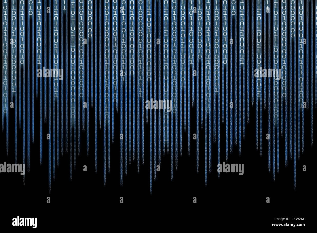 computer data matrix. vertical digital binary code moving motion ...