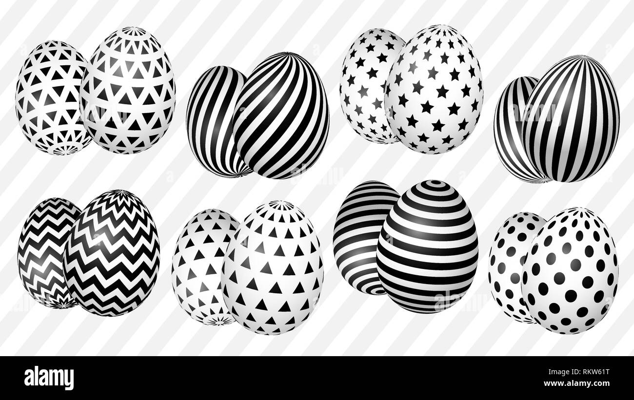 Stylish set of Easter eggs with a geometric pattern for the background ...