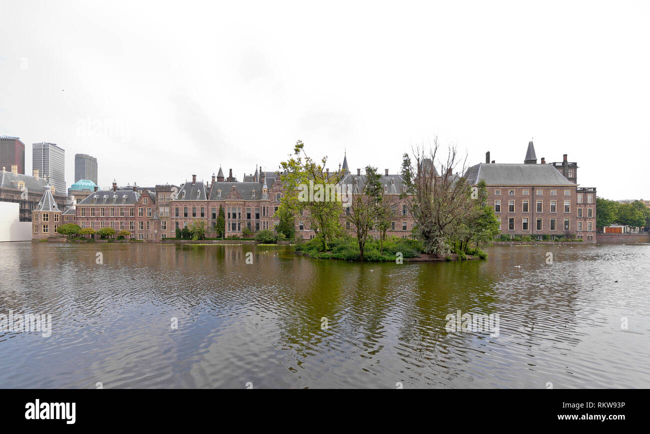 Panorama of historic parliament buildings of the Binnenhof and House of ...