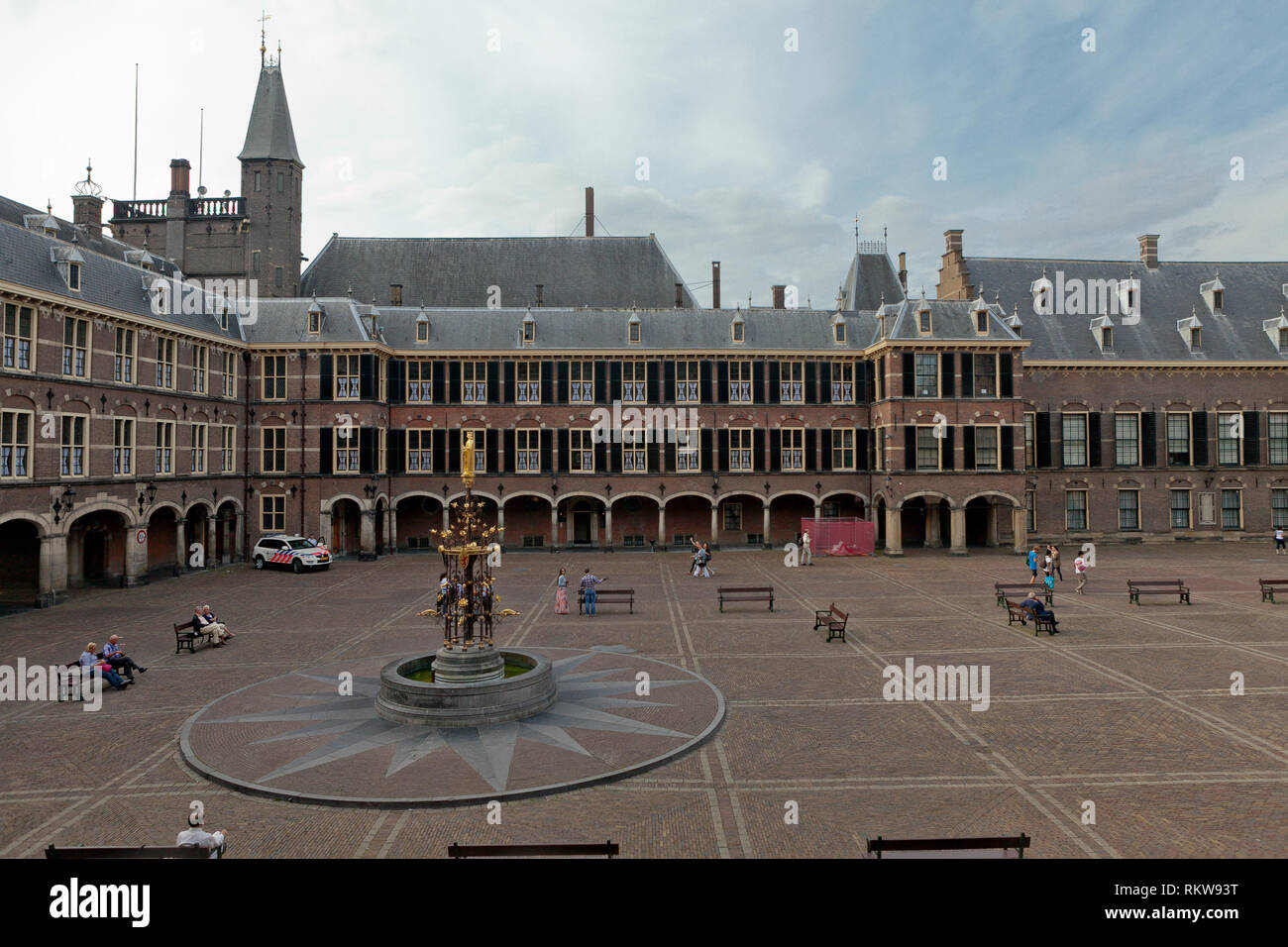 Main square (Binnenhof) with historic parliament buildings and House of ...