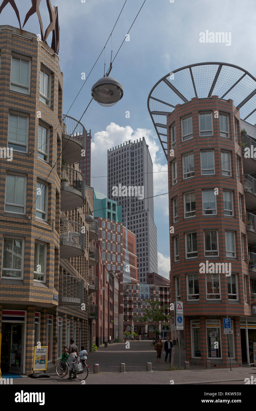 Commercial street in Den Haag in The Netherlands with shops on a walk ...