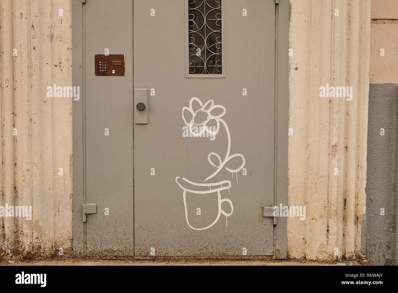flower pattern on the front door Stock Photo - Alamy