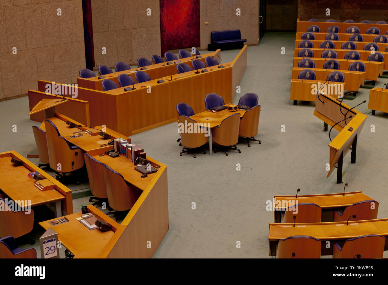 Interior detail of the empty plenary hall of the House of ...