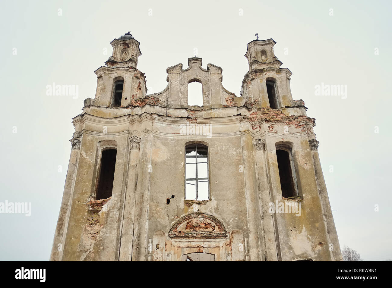 ruined church. ruins of an old european catholic church on an autumn ...