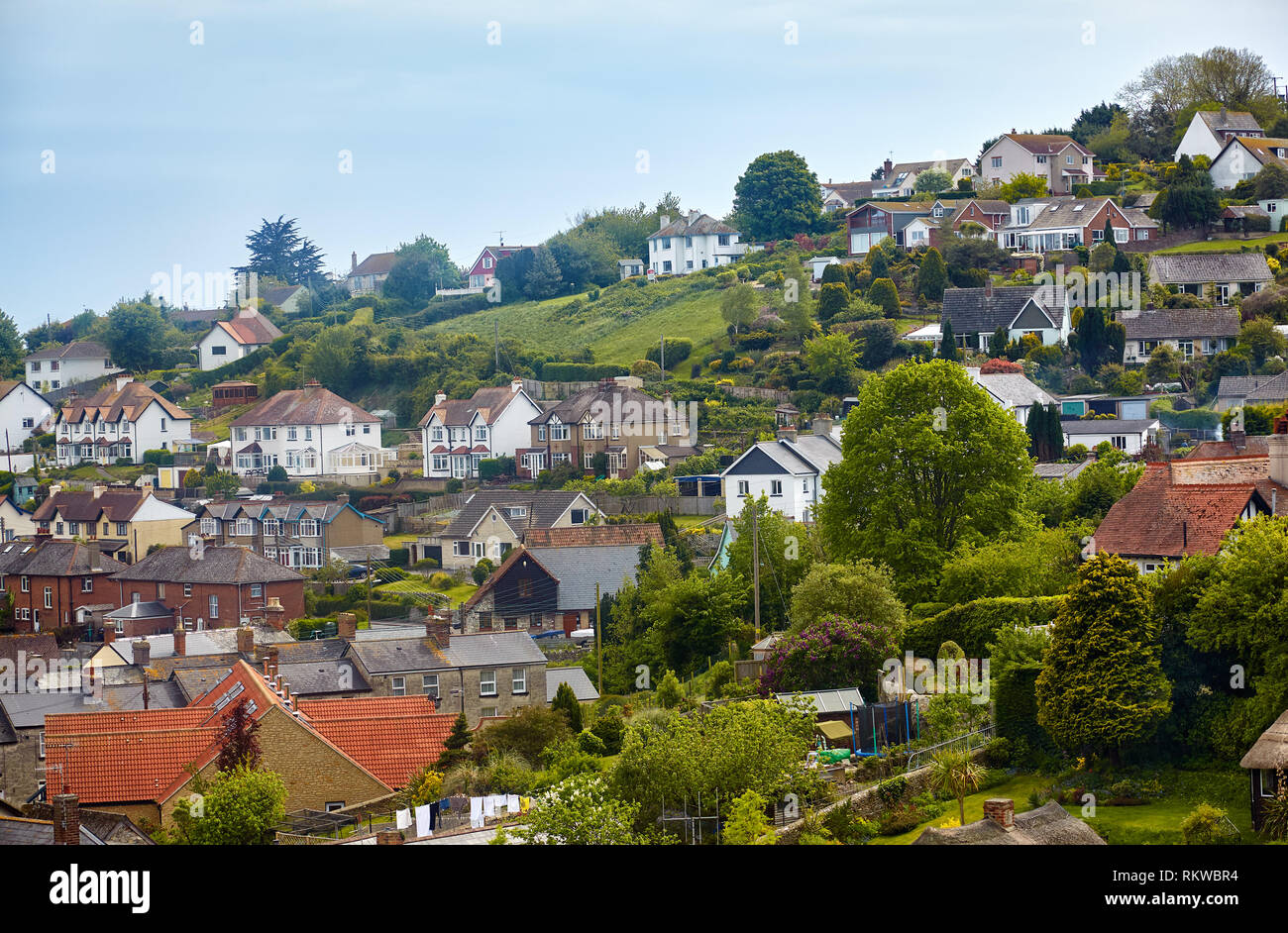 The view of the fishing village of Beer which faces Lyme Bay on East ...