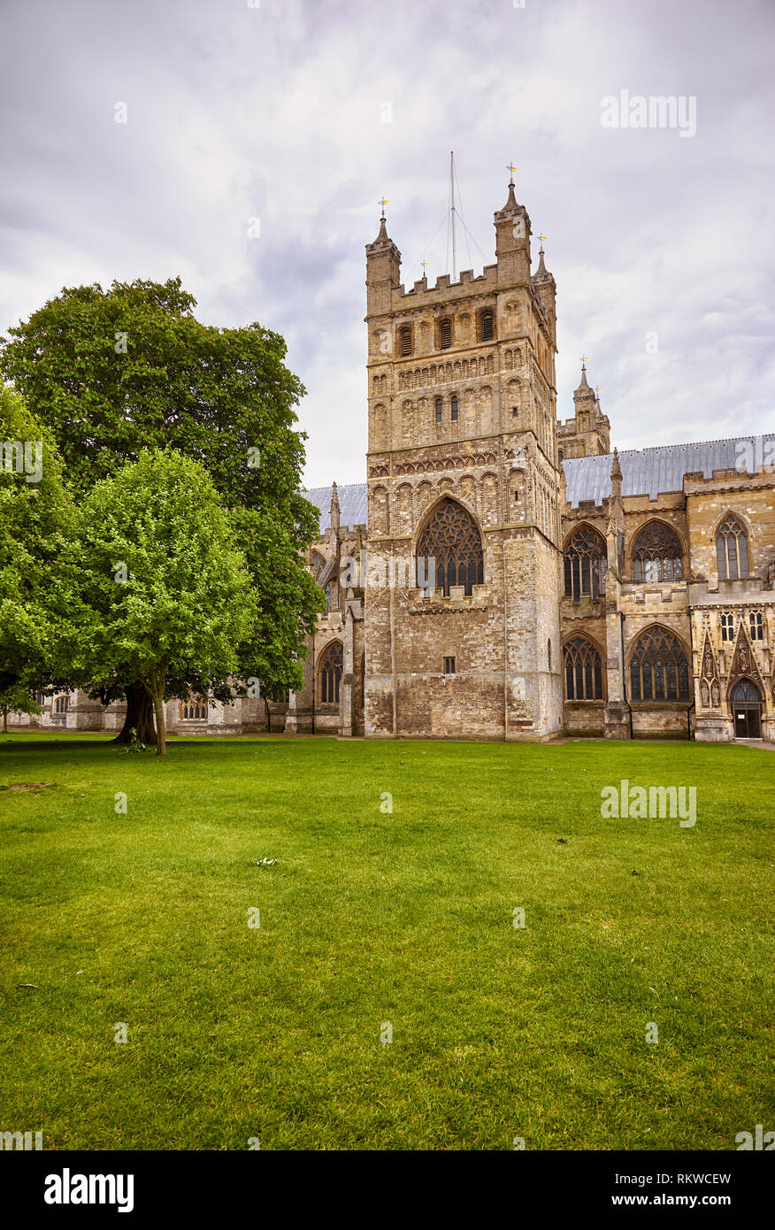 The square North Tower of Exeter Cathedral (Cathedral Church of Saint ...