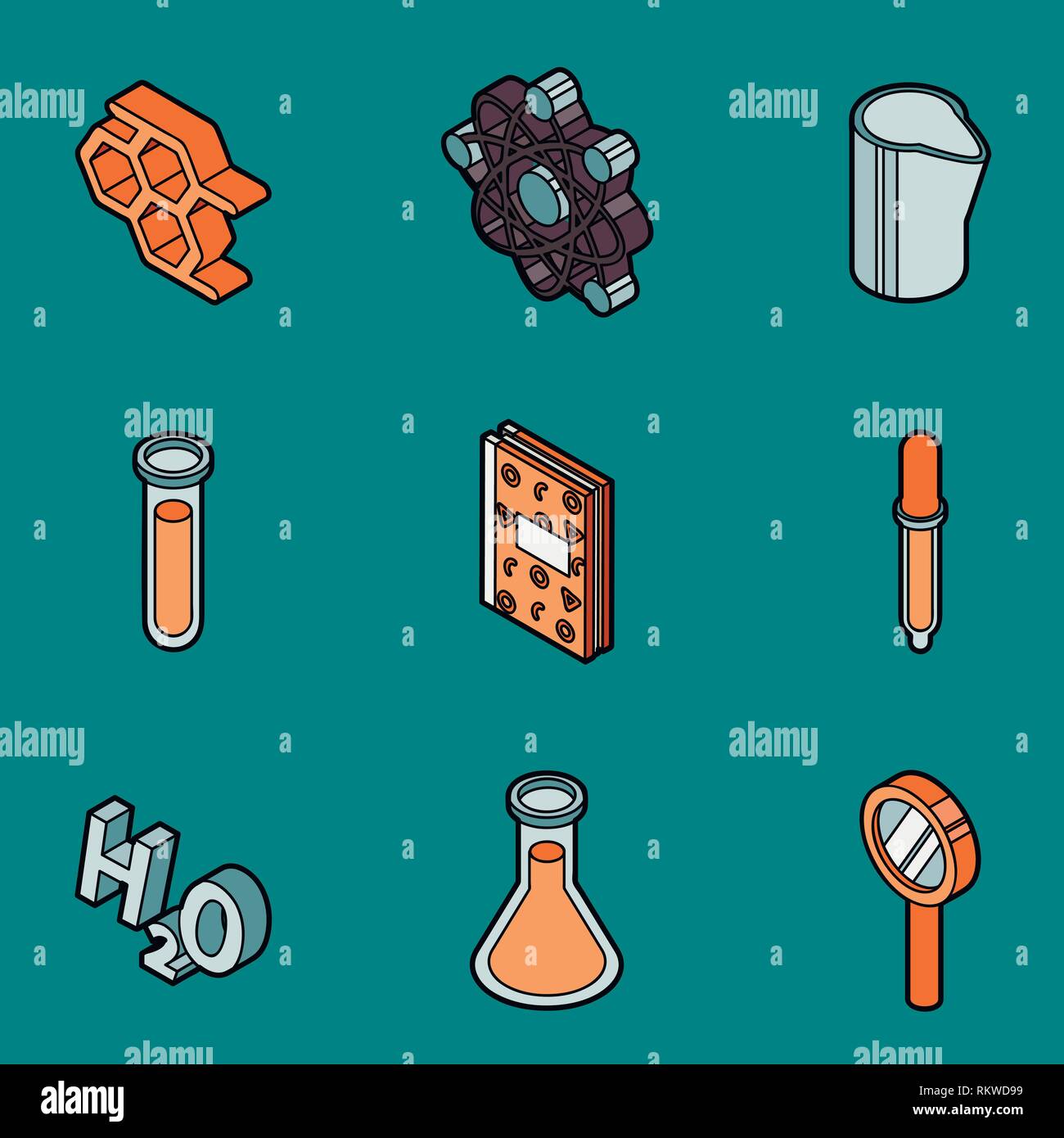 Chemical color outline isometric icons. Vector illustration, EPS 10 ...