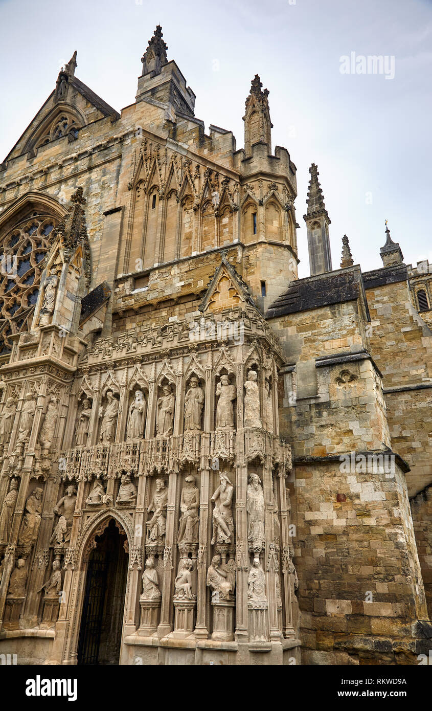 The part of the West facade of Exeter Cathedral with Front Image Screen ...