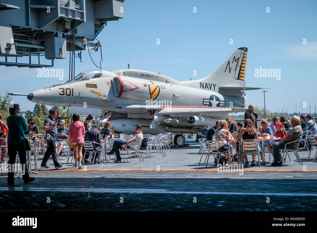 Cafe inside the USS Midway Museum Stock Photo - Alamy