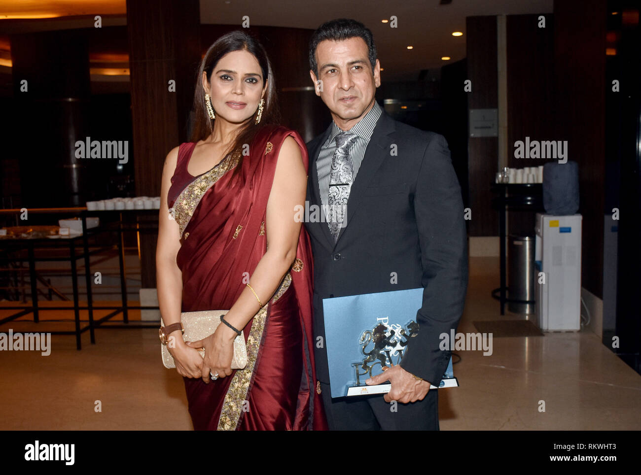 Mumbai, India. 11th Feb, 2019. Actor Ronit Roy (R) with wife Neelam ...