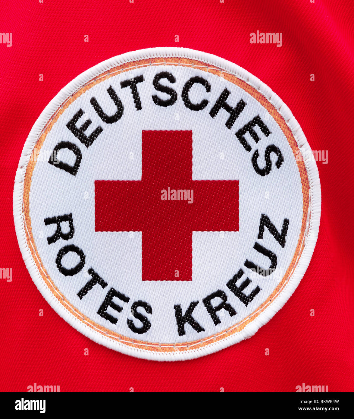 Raisdorf, Germany. 04th Feb, 2019. A patch with the logo of the German ...