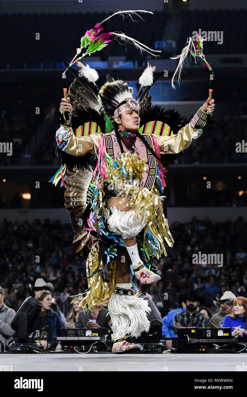 Arlington, Texas, USA. 10th Feb, 2019. A Fancy Dance competition winner ...