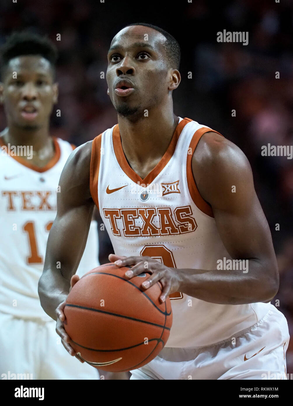 Halftime. 12th Feb, 2019. Matt Coleman III #2 of the Texas Longhorns in ...
