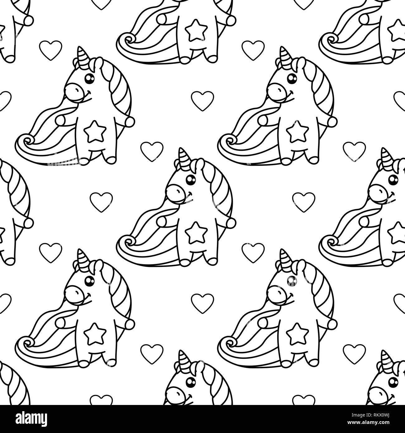 vector rainbow unicorn pattern coloring book page Stock Vector Image ...
