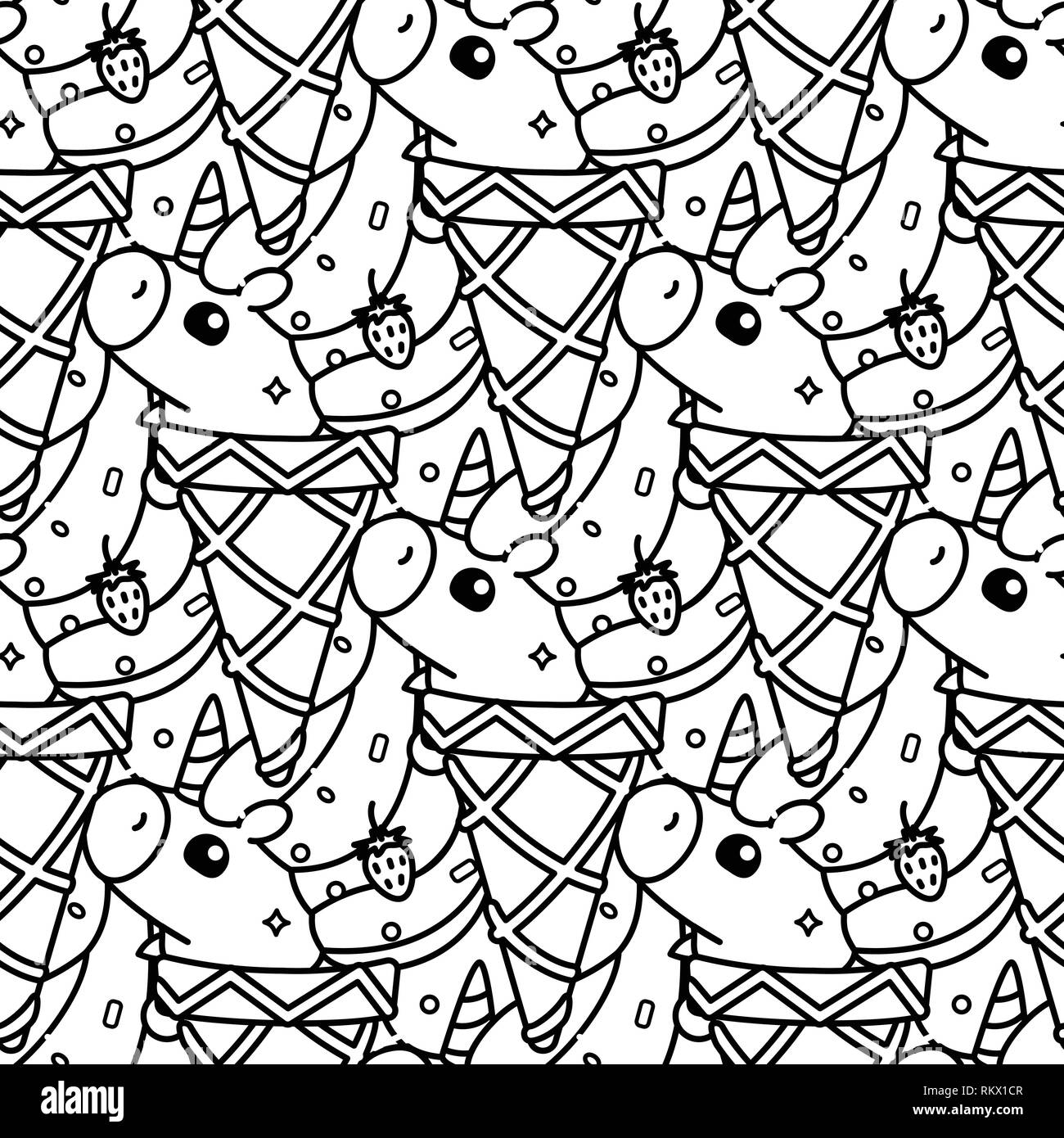 vector rainbow unicorn pattern coloring book page Stock Vector Image ...