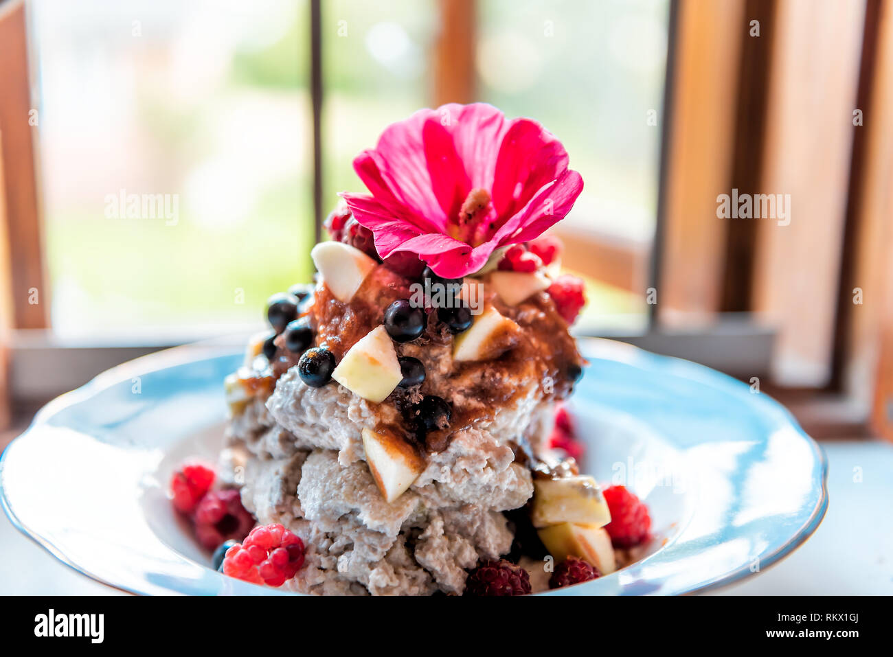 Homemade raw vegan ice cream salad from nuts and fresh fruit from ...