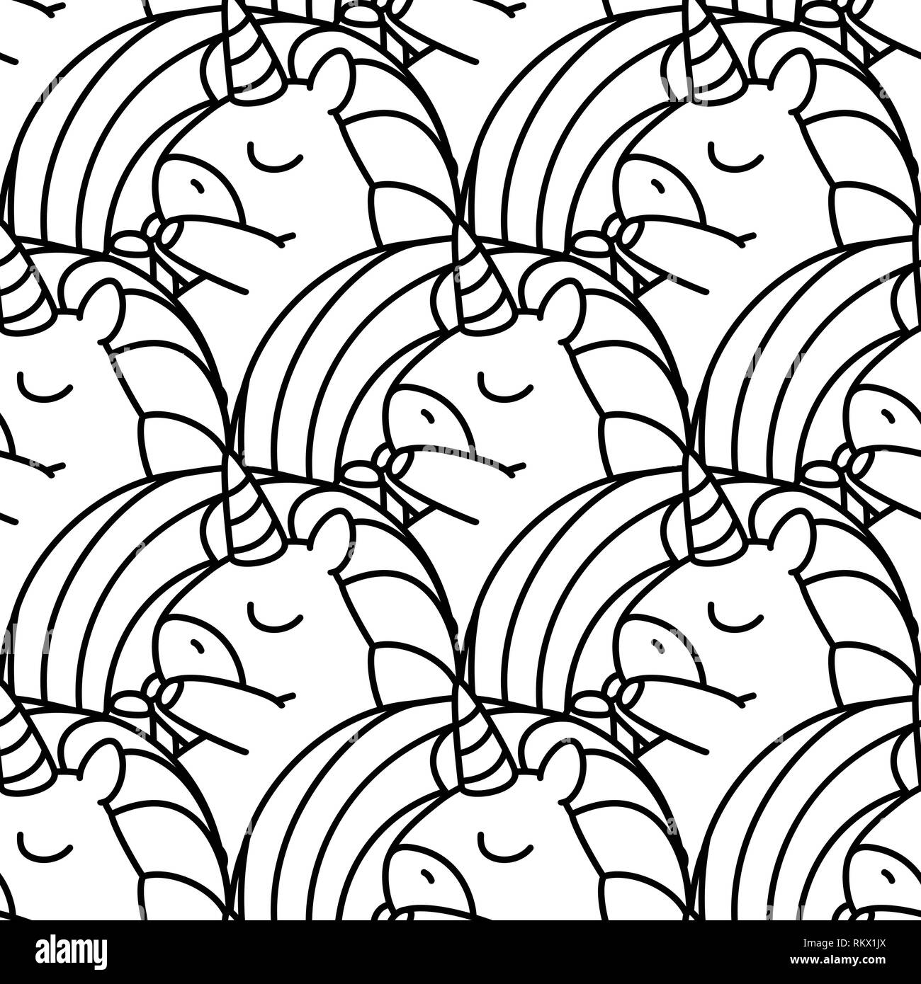 vector rainbow unicorn pattern coloring book page Stock Vector Image ...
