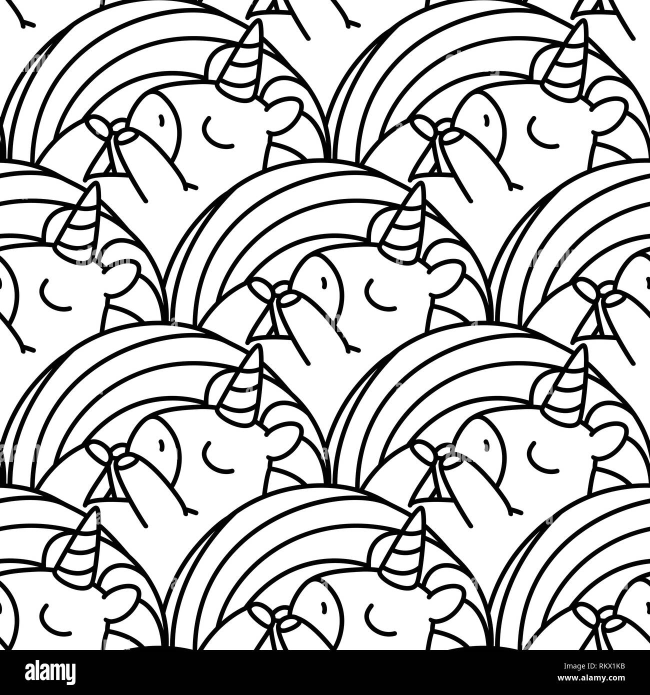 vector rainbow unicorn pattern coloring book page Stock Vector Image ...