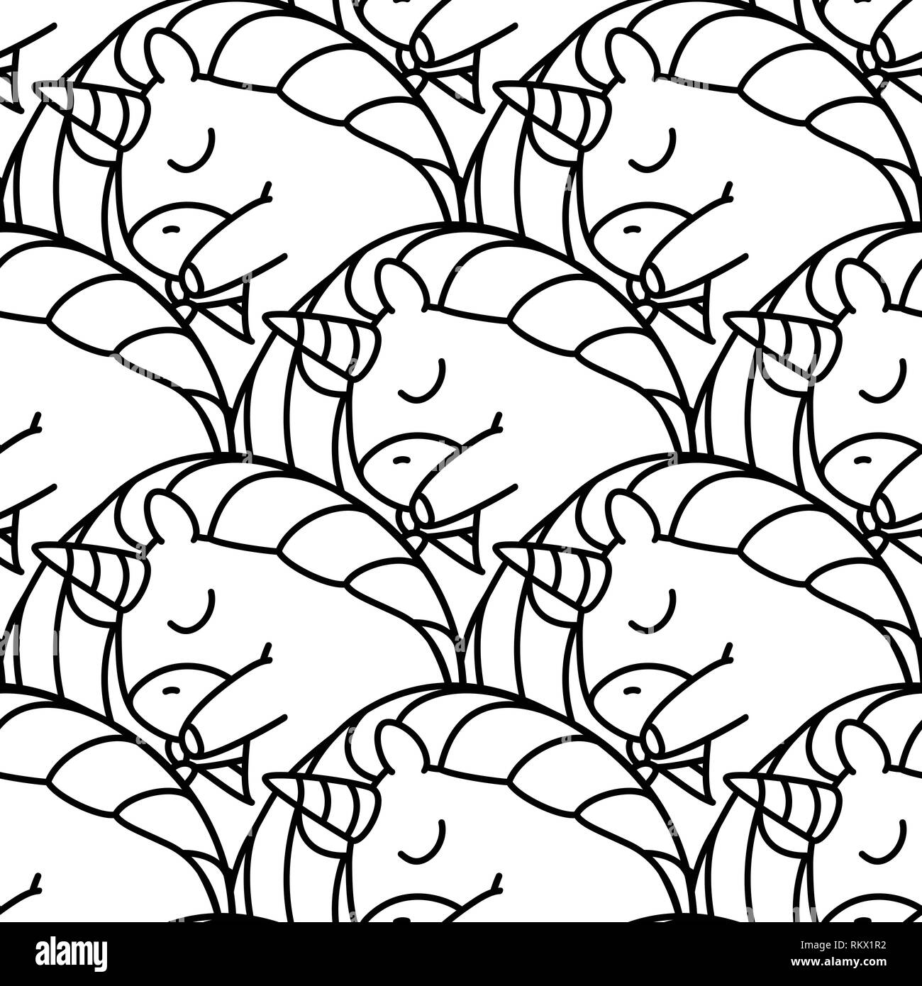 vector rainbow unicorn pattern coloring book page Stock Vector Image ...