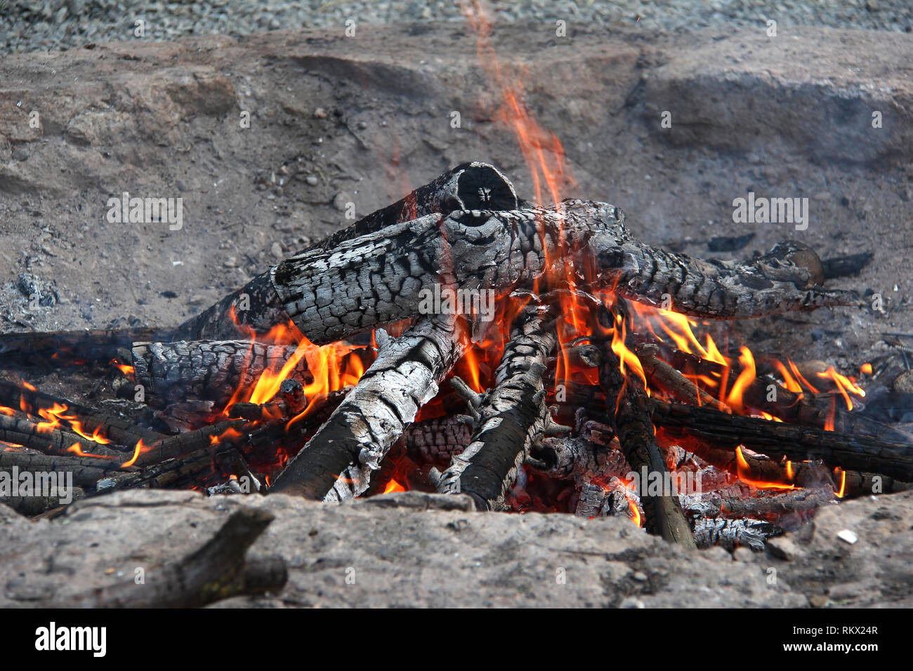 The bonfire on a summer night Stock Photo - Alamy