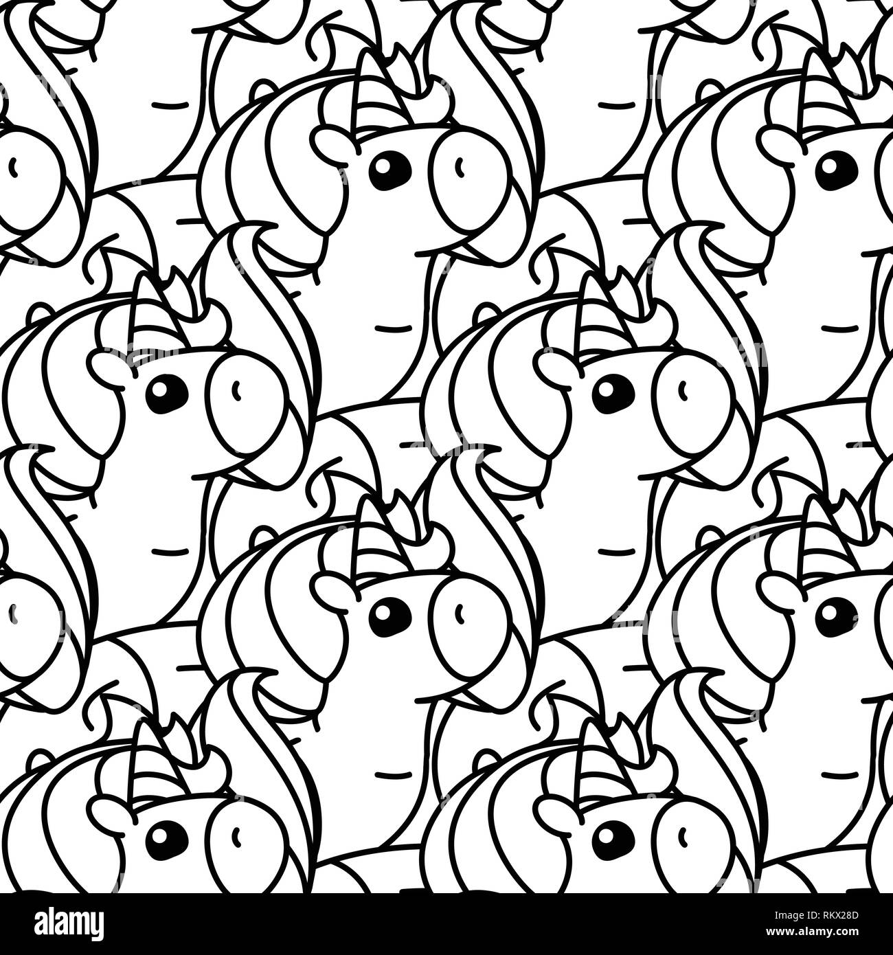 vector rainbow unicorn pattern coloring book page Stock Vector Image ...