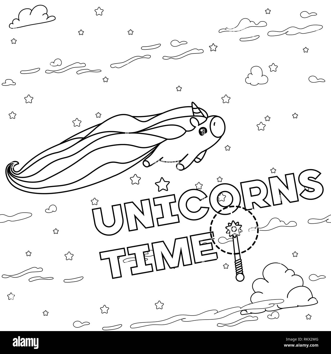 vector rainbow unicorn pattern coloring book page Stock Vector Image ...