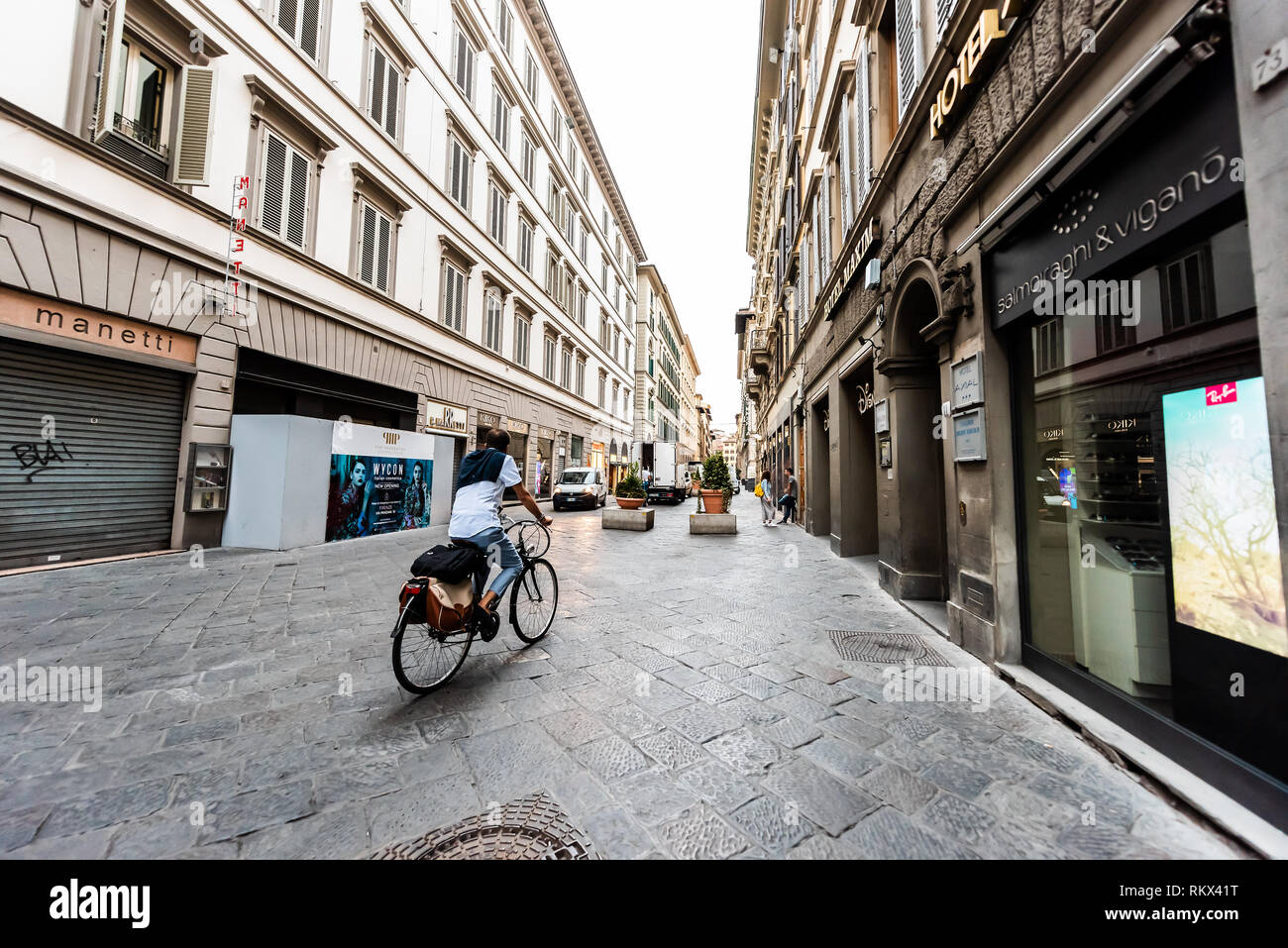 Firenze, Italy - August 31, 2018: Outside exterior of store buildings ...