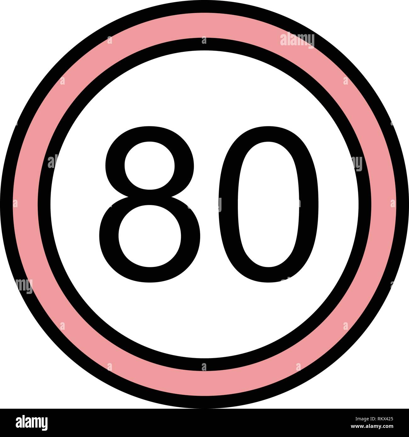 Vector Speed limit 80 Icon Sign Icon Vector Illustration For Personal ...
