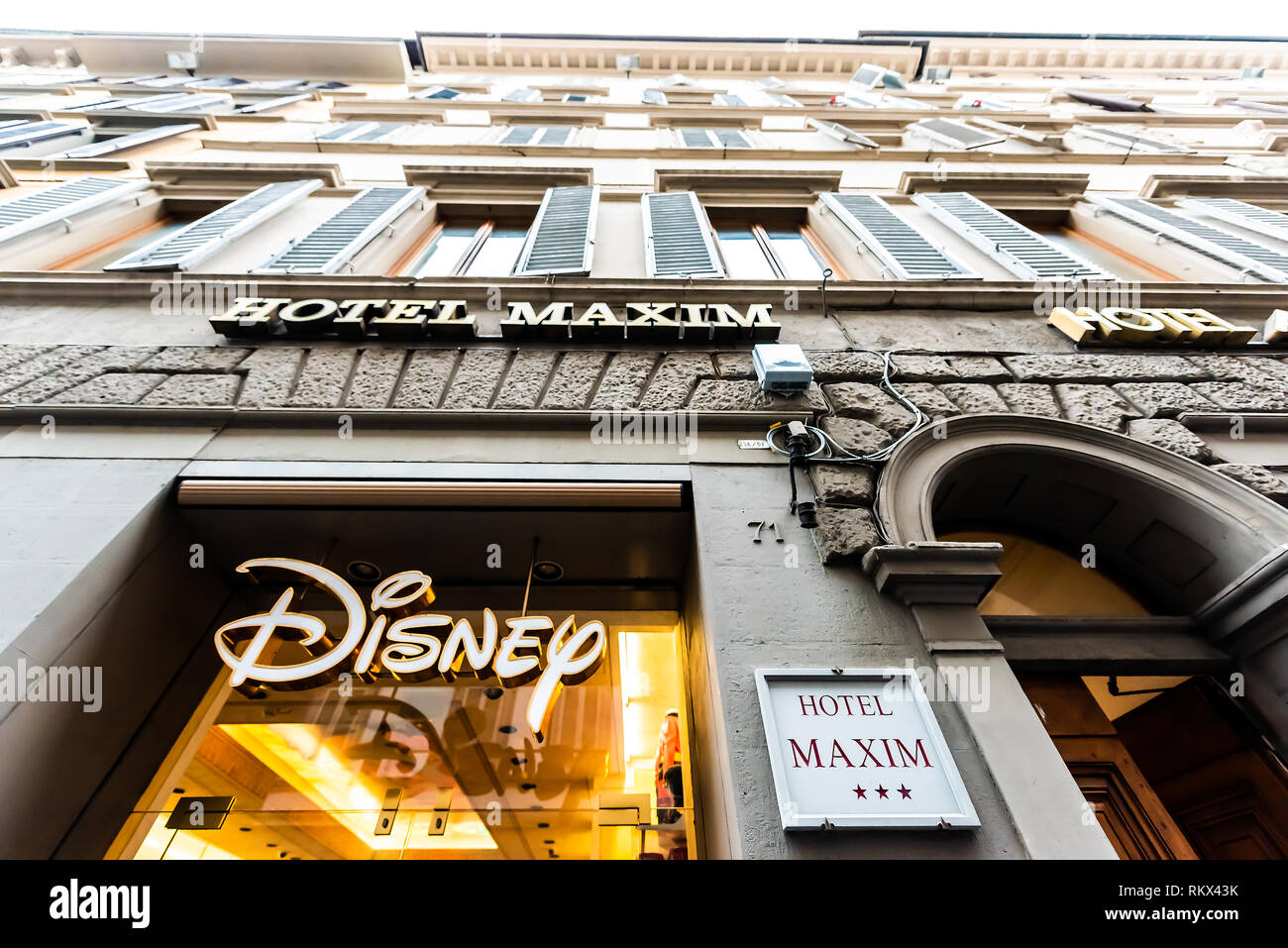 Firenze, Italy - August 31, 2018: Outside exterior of Disney store ...