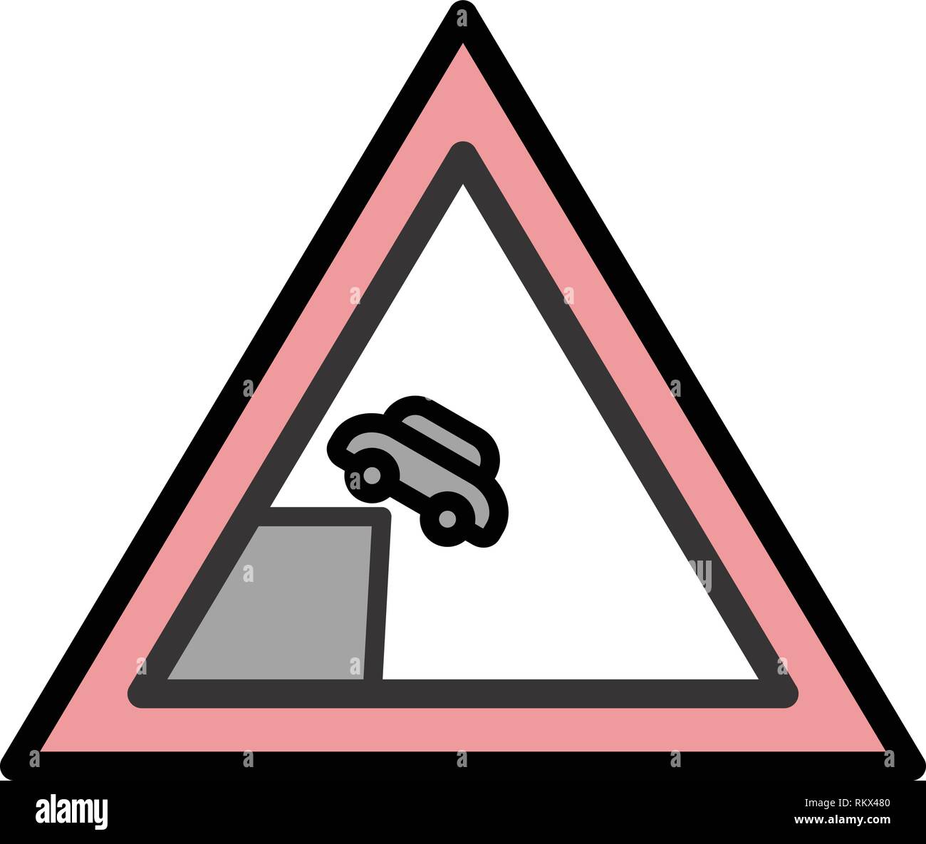 Vector Road leads on to quay or river bank Icon Sign Icon Vector ...