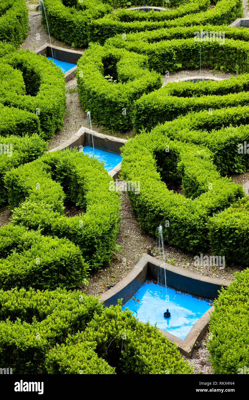 An aerial abstrac view of hedges in a formal palace garden Stock Photo ...